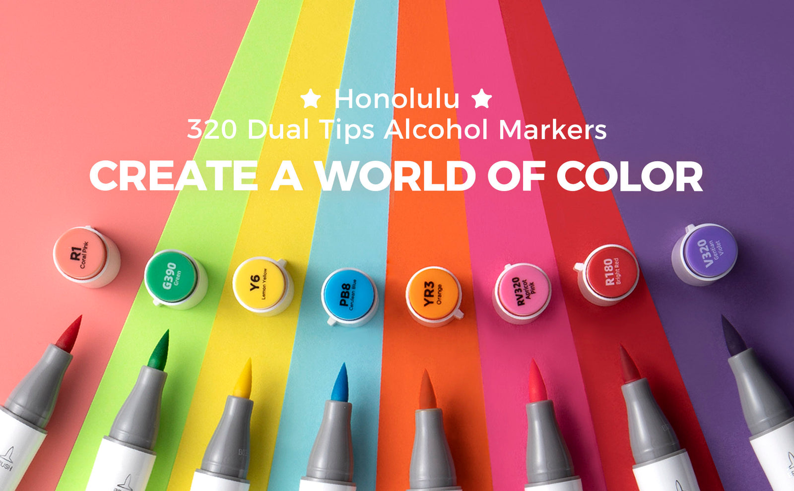 Ohuhu Honolulu 320 Colors Dual Tips Alcohol Art Markers (Brazil Domest