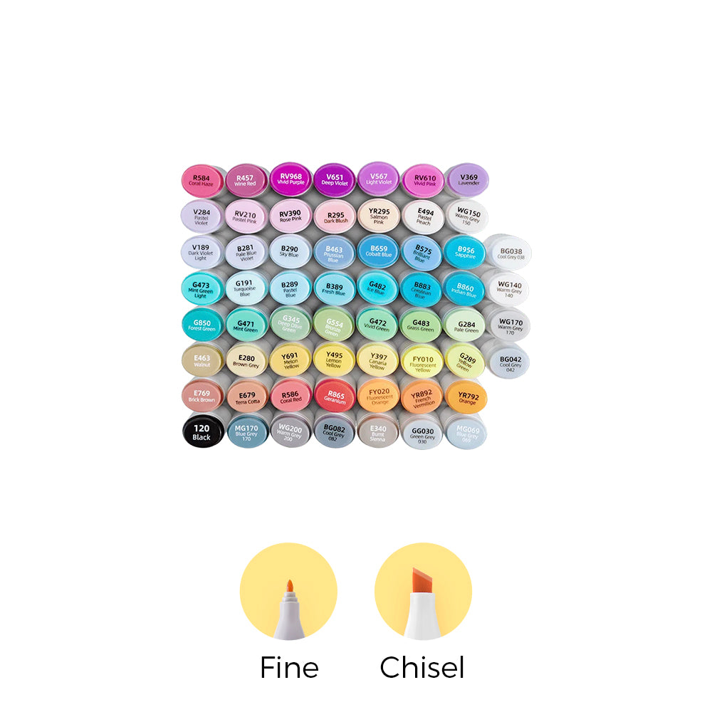 Ohuhu Oahu 60 Colors Dual Tips Alcohol Art Markers, Fine & Chisel
